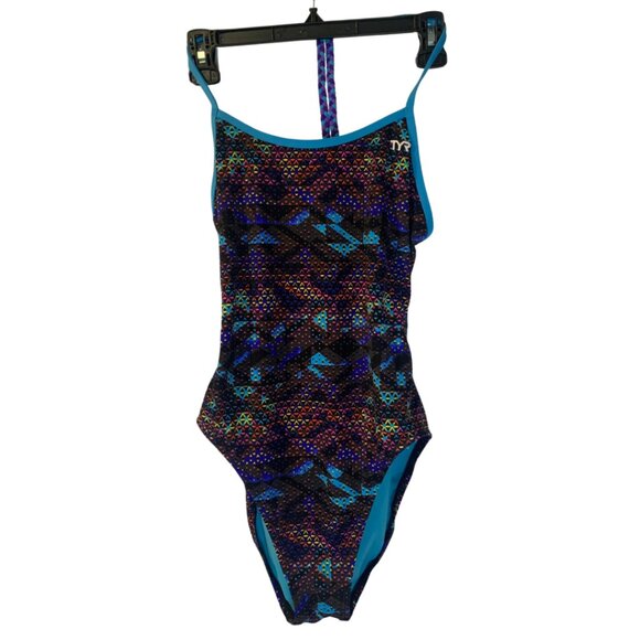 TYR | Swim | Tyr Performance One Piece Swimsuit Size Xl 36 Black Colorful Print Racing Womens ...